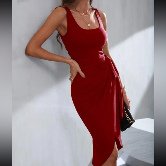 Dresses | Boho Burgundy Knot Side Bodycon Dress | Poshmark
